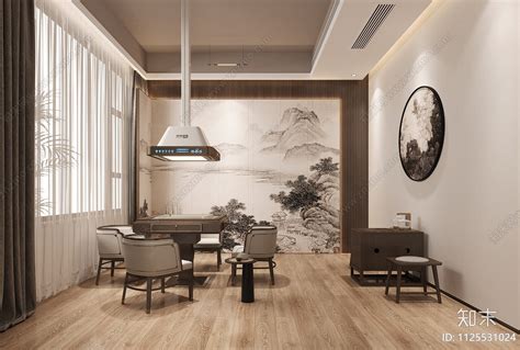 新中式麻将室3d模型下载【id1125531024】知末3d模型网