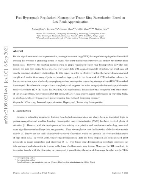 Pdf Fast Hypergraph Regularized Nonnegative Tensor Ring Factorization Based On Low Rank