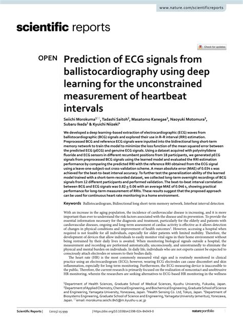 Pdf Prediction Of Ecg Signals From Ballistocardiography Using Deep