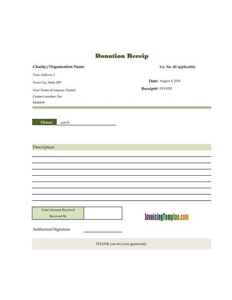 Free Printable Donation Receipt Templates Pdf Word Excel