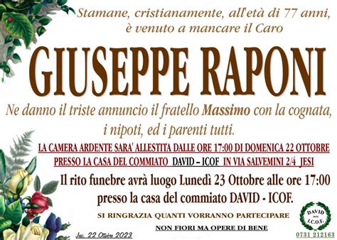 Funerali Giuseppe Raponi A Jesi Necrologi E Morti A Jesi