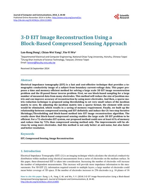 Pdf 3 D Eit Image Reconstruction Using A Block Based Compressed Sensing Approach