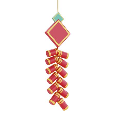 3d Festive Firecracker Isolated Decoration For Chinese New Year