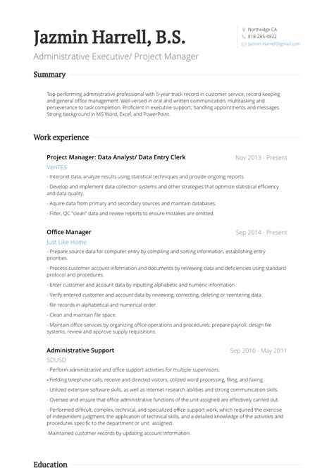 Data Entry Clerk Resume Samples And Templates VisualCV