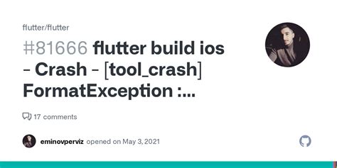 Flutter Build Ios Crash Tool Crash FormatException Missing