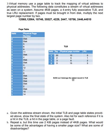 solved 3 virtual memory use a page table to track the