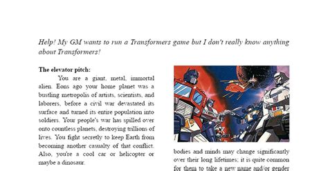 Transformers Beginners Guide A Resource For Gms To Give To Players Who Arent Familiar With