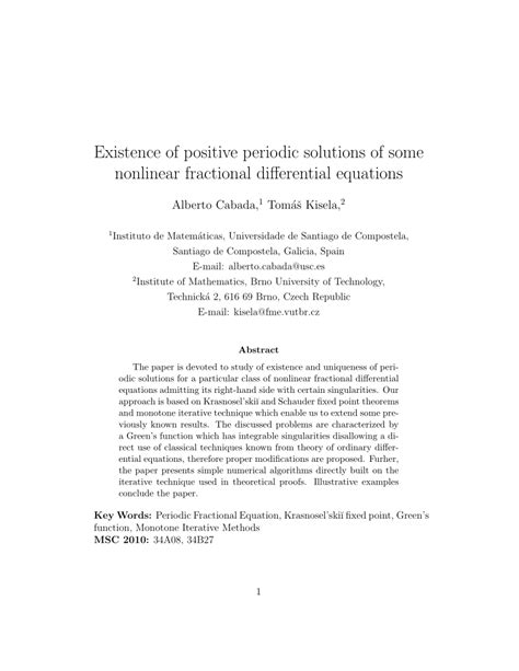 Pdf Existence Of Positive Periodic Solutions Of Some Nonlinear
