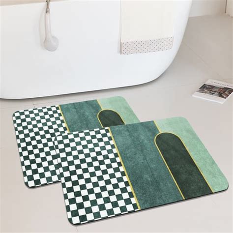 2 Pieces Modern Geometric Bath Mat Abstract Soft Bathroom Rugs 400 X 600 And 500 X 800mm Homary Uk