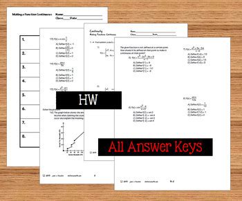 Calculus Continuity Of Piecewise Functions By Joan Kessler TPT