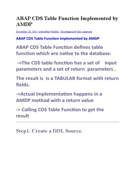 Sap Hana Cds Explication Abap Call Cds From Abap Table Function