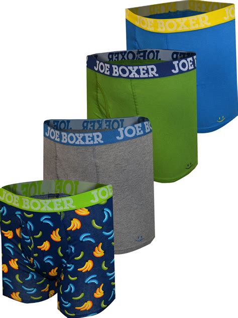Joe Boxer Mens Joe Boxer Green And Blue Hues Cotton 4 Pack Boxer Briefs