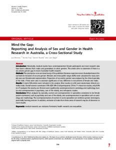 Mind The Gap Reporting And Analysis Of Sex And Gender In Clinical Trials In Australia A Cross