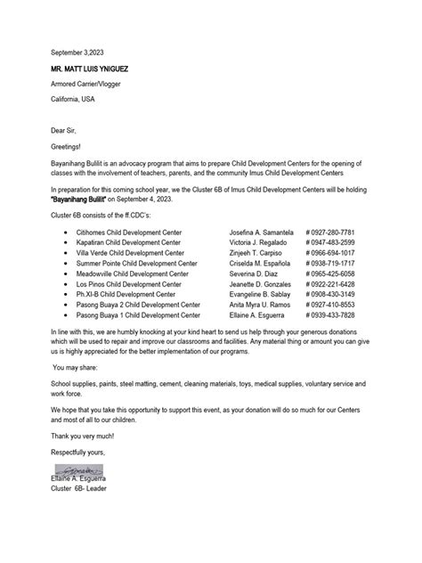Bayanihang Bulilit Letter Pdf