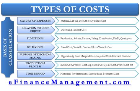 Types And Basis Of Cost Classification Nature Functions Behavior EFM