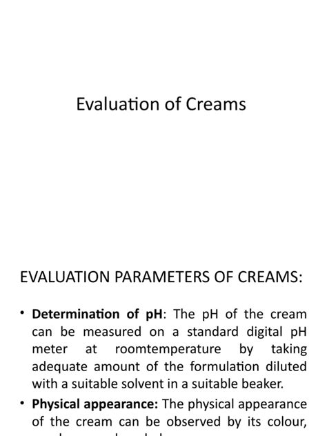 Evaluation Of Creams Pdf Titration Chemistry