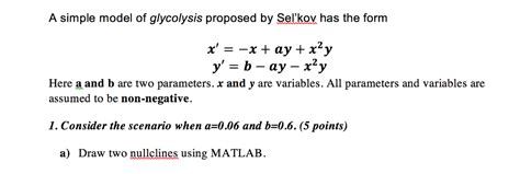 A Simple Model Of Glycolysis Proposed By Selkov Has