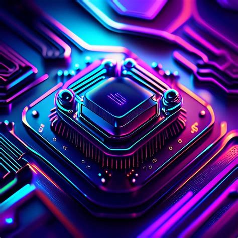 Premium Ai Image Neon Futuristic Microchip Background Data Digital Transformation
