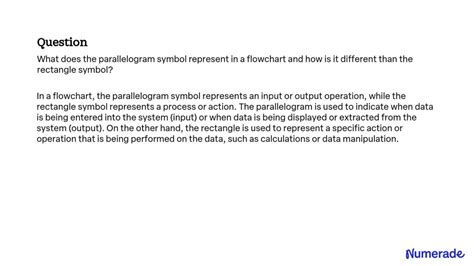 Solved What Does The Parallelogram Symbol Represent In A Flowchart And How Is It Different Than