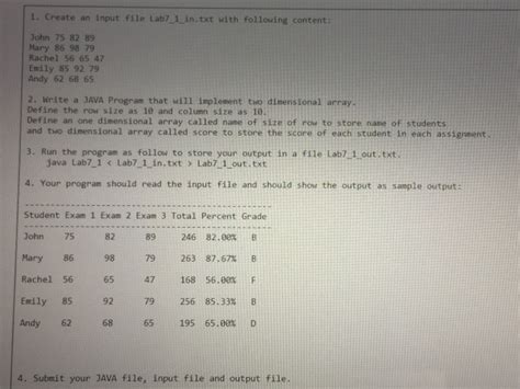 Solved Create An Input File Lab7lintxt With Following
