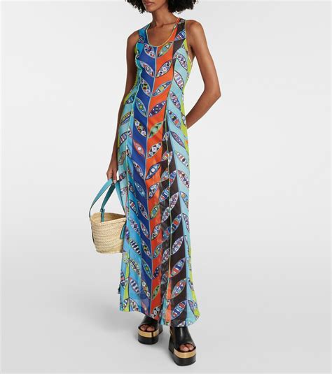 Pucci Printed Net Maxi Dress Emilio Pucci