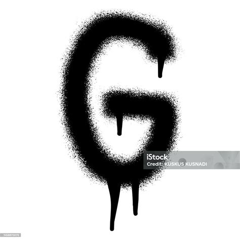낙서 글꼴 알파벳 G와 검은 스프레이 페인트 벡터 그림입니다 0명에 대한 스톡 벡터 아트 및 기타 이미지 0명 거리 예술 검은색 Istock