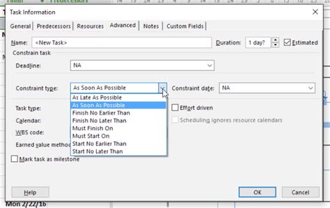 Setting Constraints And Deadlines In Microsoft Project 2016 Simon Sez It