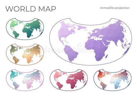 Low Poly World Map Set Stock Vector Illustration Of Outline 173825777