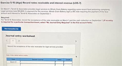 solved exercise 5 15 algo record notes receivable and
