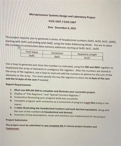 Solved Microprocessor Systems Design And Laboratory Project Chegg Com
