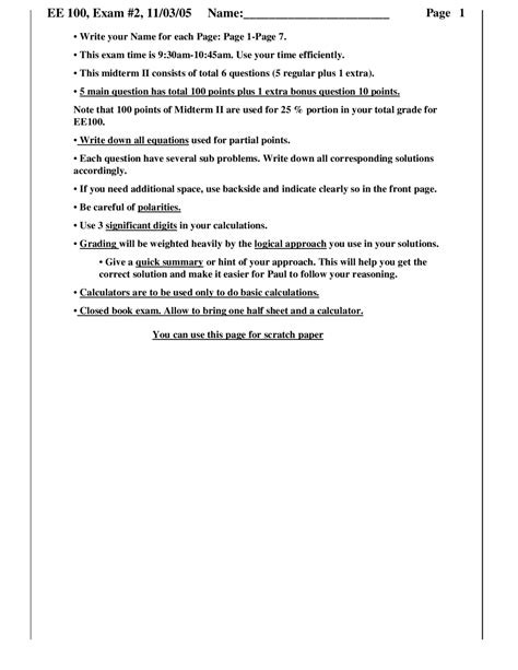 Practice Exam 2 Electrical Engineering Concepts Ee 100 Docsity