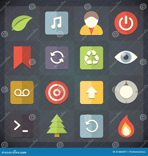 Universal Flat Icons For Web And Mobile Set Stock Vector Illustration Of Music Mark