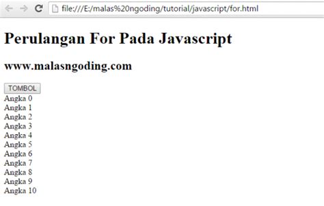 Belajar Javascript Part 11 Perulangan For Pada Javascript