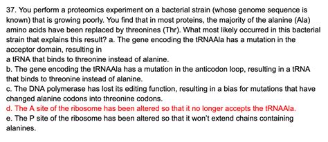 Solved You Perform A Proteomics Experiment On A Bacterial Chegg Com