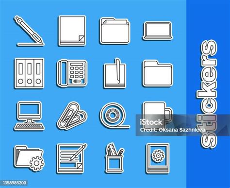 세트 사용자 설명서 커피 컵 문서 폴더 전화 문서 및 문서 펜 라인 및 파일 아이콘사무실 폴더를 설정합니다 벡터 건강관리와 의술에 대한 스톡 벡터 아트 및 기타 이미지
