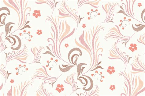 흰색 바탕에 꽃 무늬 꽃 자수 Ikat 꽃 패턴입니다 꽃을 모티브로 한 이음새가 없는 이캇무늬 디자인 벡터 일러스트 레이 션입니다 식물학에 대한 스톡 벡터 아트 및 기타