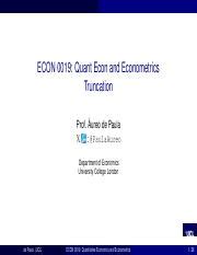 Understanding Truncation In Linear Regression Models Course Hero