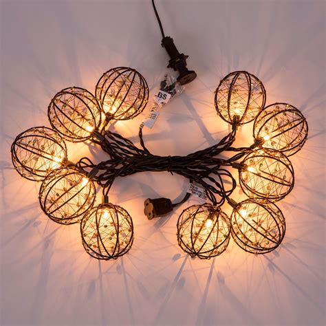 Arlmont And Co Outdoor Decorative Patio String Lights Beaded Copper Wire Ball Style Lantern