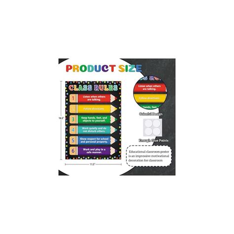 Juesmos Colorful Pencil Classroom Rules Poster New Caledonia Ubuy