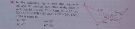 3 In The Adjoining Figure Two Line Segments Ac And Bd Intersect Each Oth