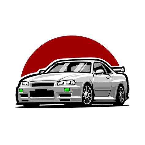 일본 Jdm 스포츠 자동차 벡터 일러스트 레이 션 절연입니다 자동차 티셔츠 디자인에 가장 적합 프리미엄 벡터