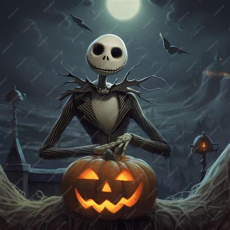 Premium Photo Jack Skellington In Halloween Scene Cartoon Style Comic