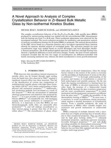 Pdf A Novel Approach To Analysis Of Complex Crystallization Behavior