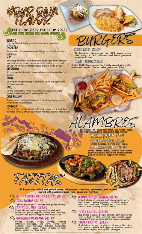 Menu Cancun Mexican Grill Cantina