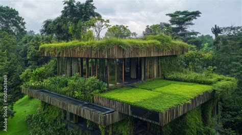 The Building Has A Green Roof Made Of Grass And Plants Its Built On