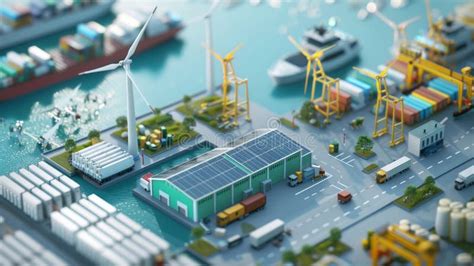 Green Cargo Port With Renewable Energy Concept Stock Illustration Illustration Of Energy