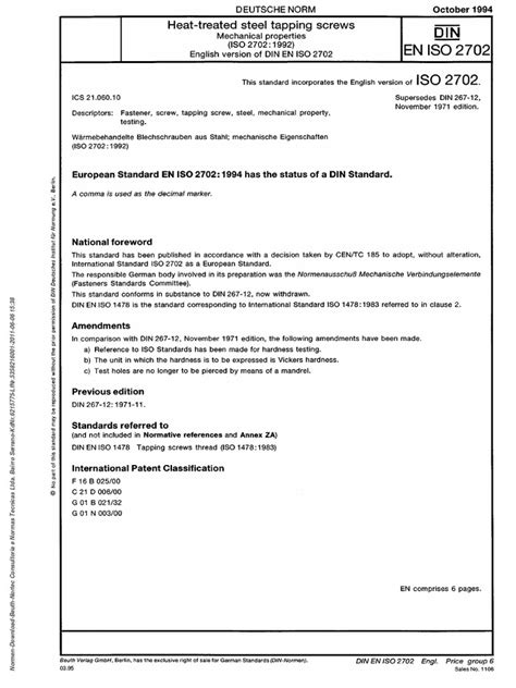 Din en Iso 2702-1994 | PDF