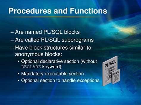 PPT Creating Stored Procedures And Functions PowerPoint Presentation