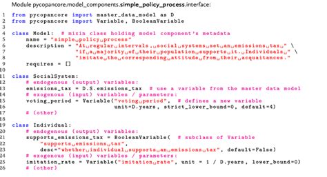 sketch of a model component s interface implemented as a python module
