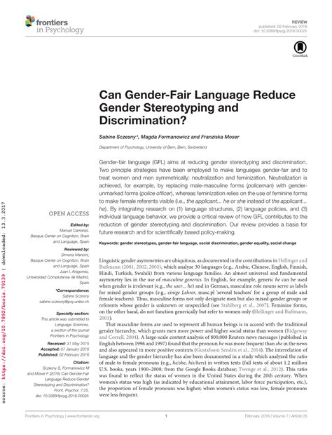 Can Gender Fair Language Reduce Gender Stereotyping And Discrimination